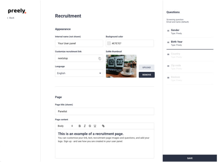 Build a compelling and rewarding user panel universe - Preely