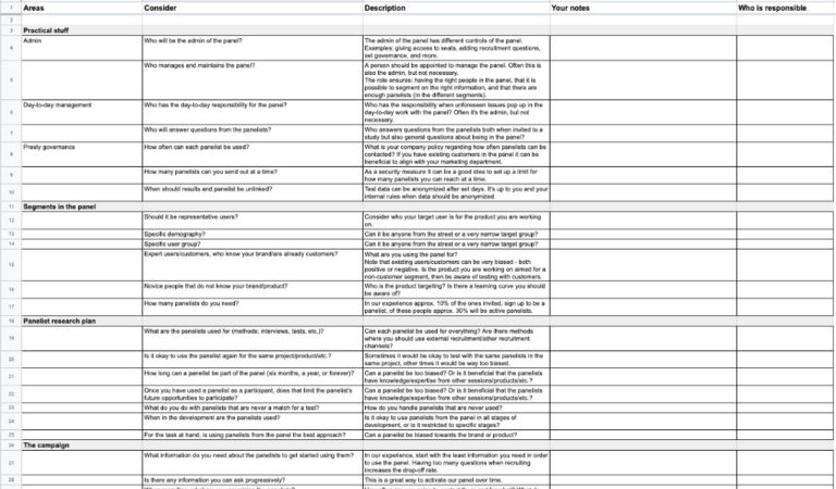 User panels where to start? - create research plan - Preely