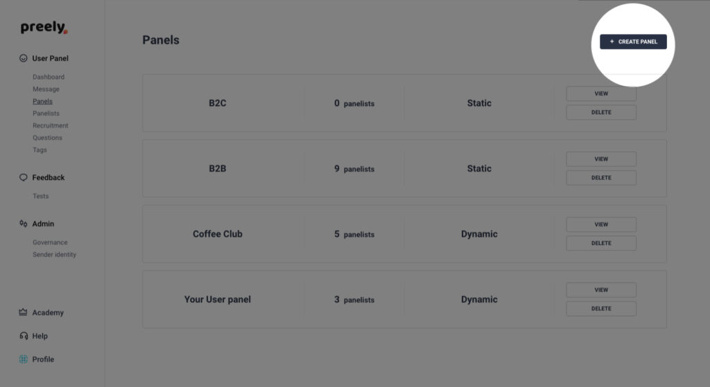 Multiple user panels