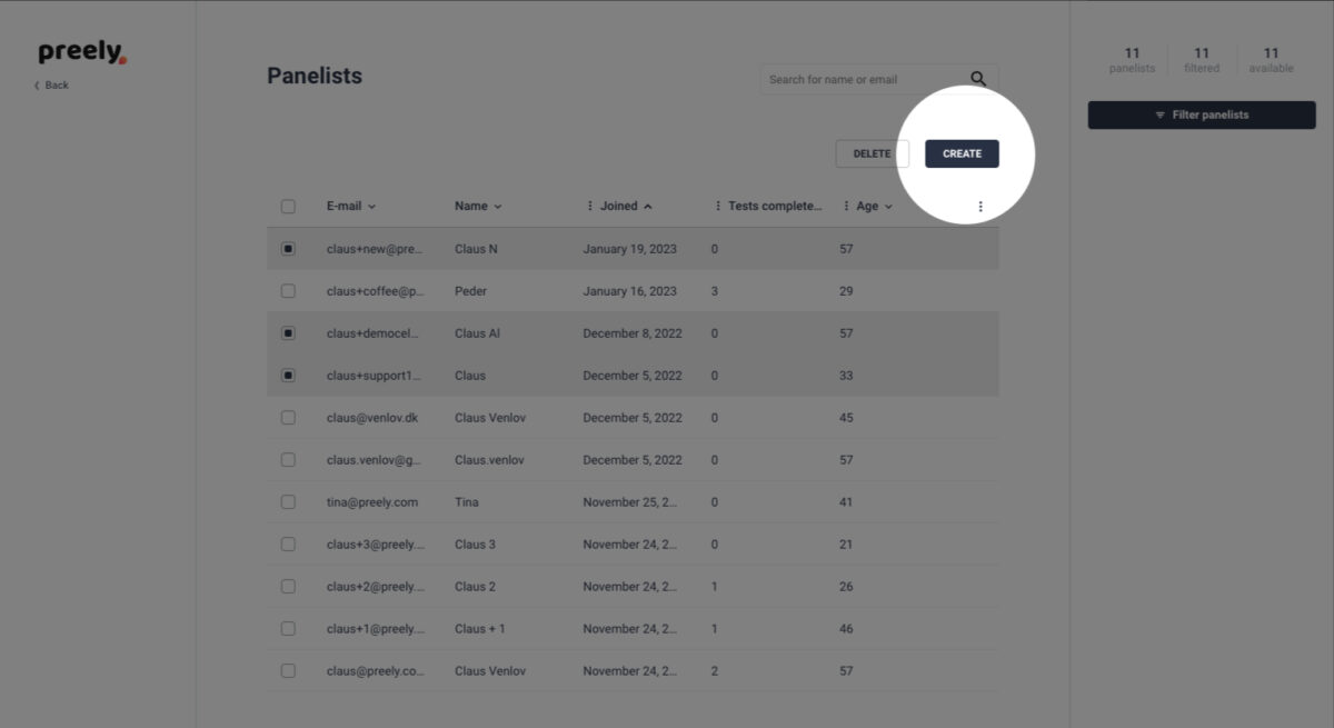 Multiple user panels