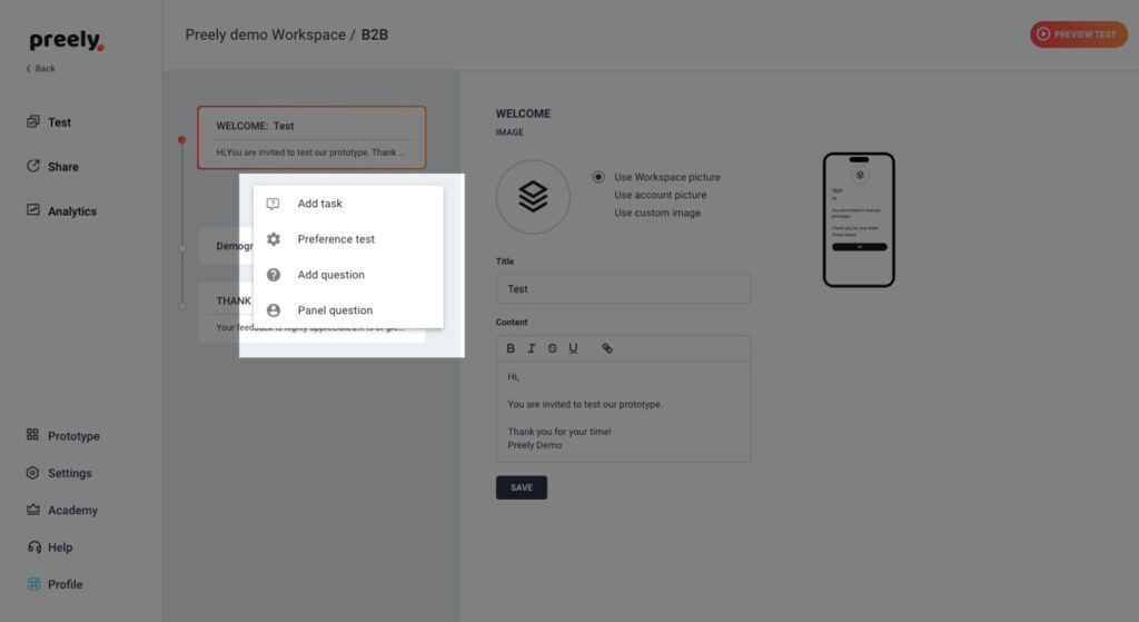 Learn how to create a user test - Step by step guide - Preely Academy