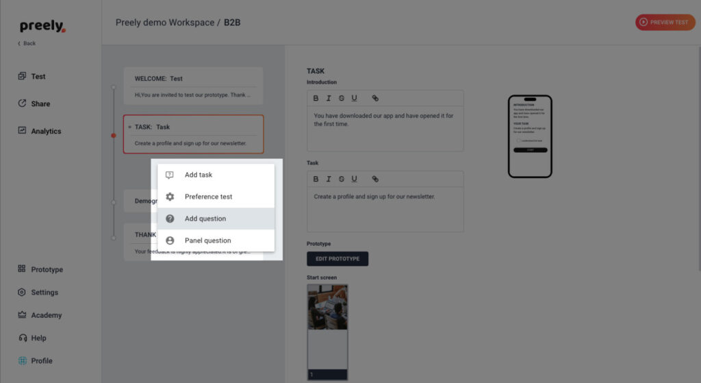 Create a 5-second test - Step by step guide - Preely Academy