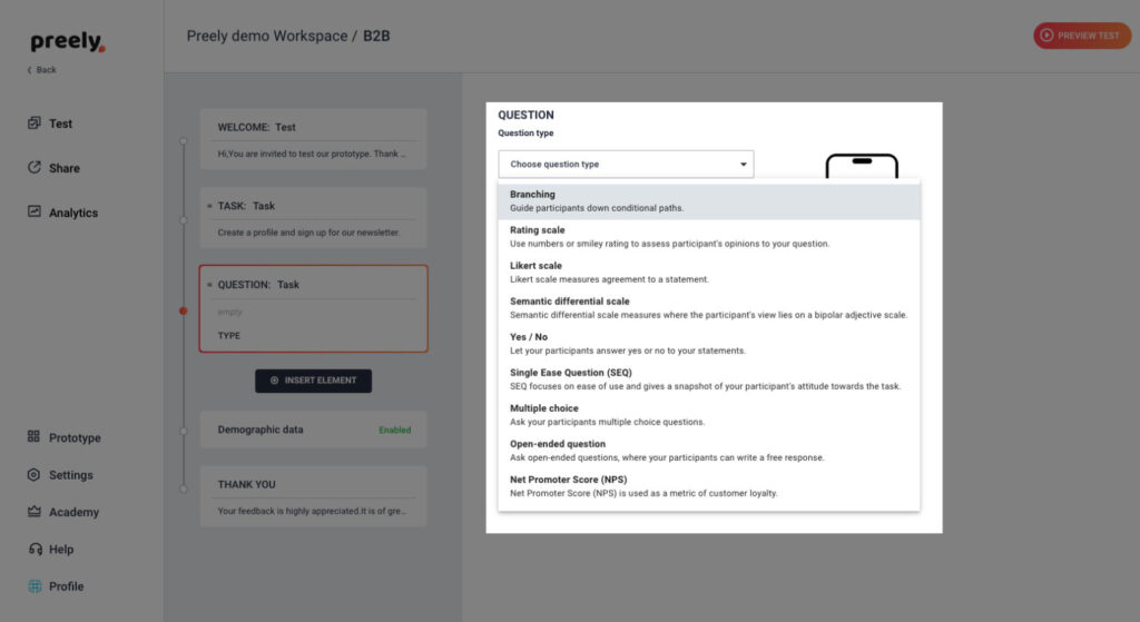Learn how to create a user test - Step by step guide - Preely Academy
