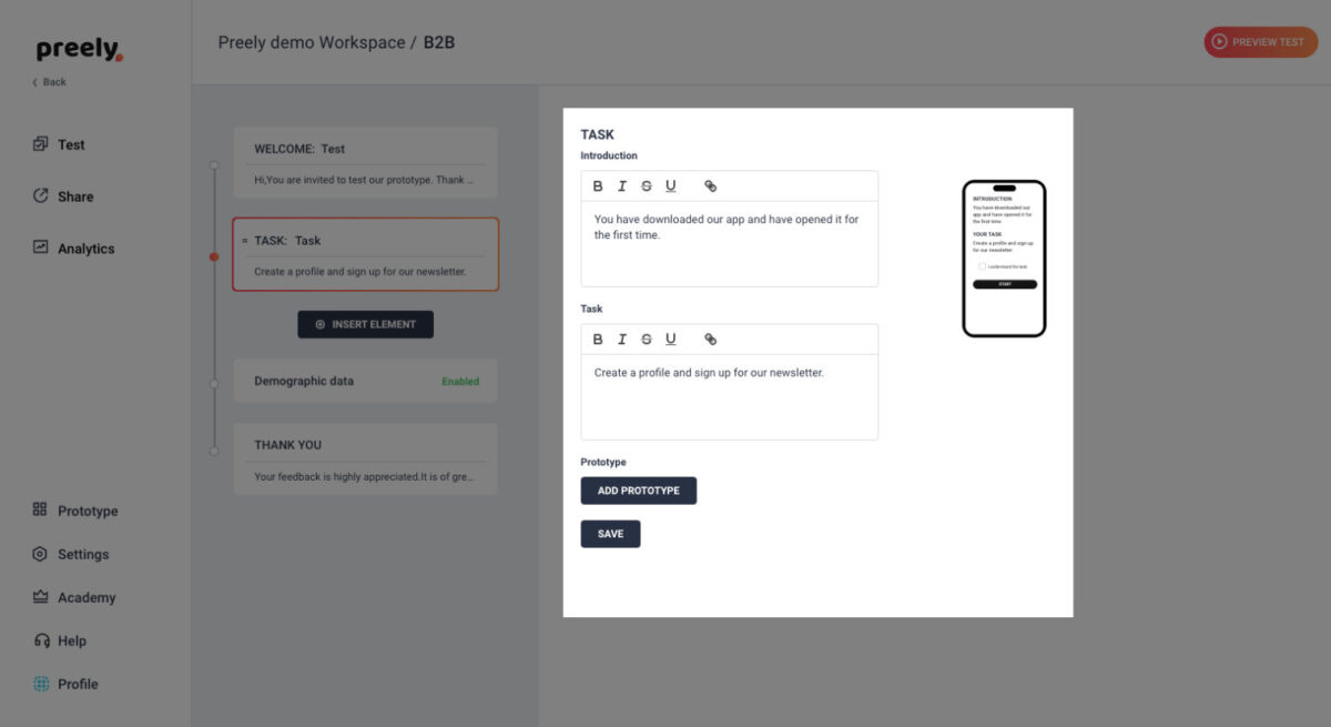Learn how to create a user test - Step by step guide - Preely Academy