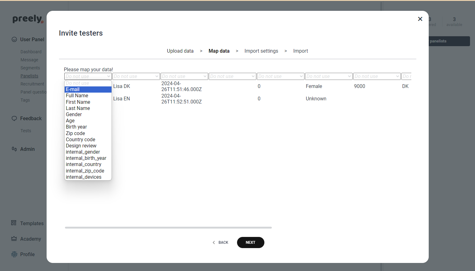 Participants management