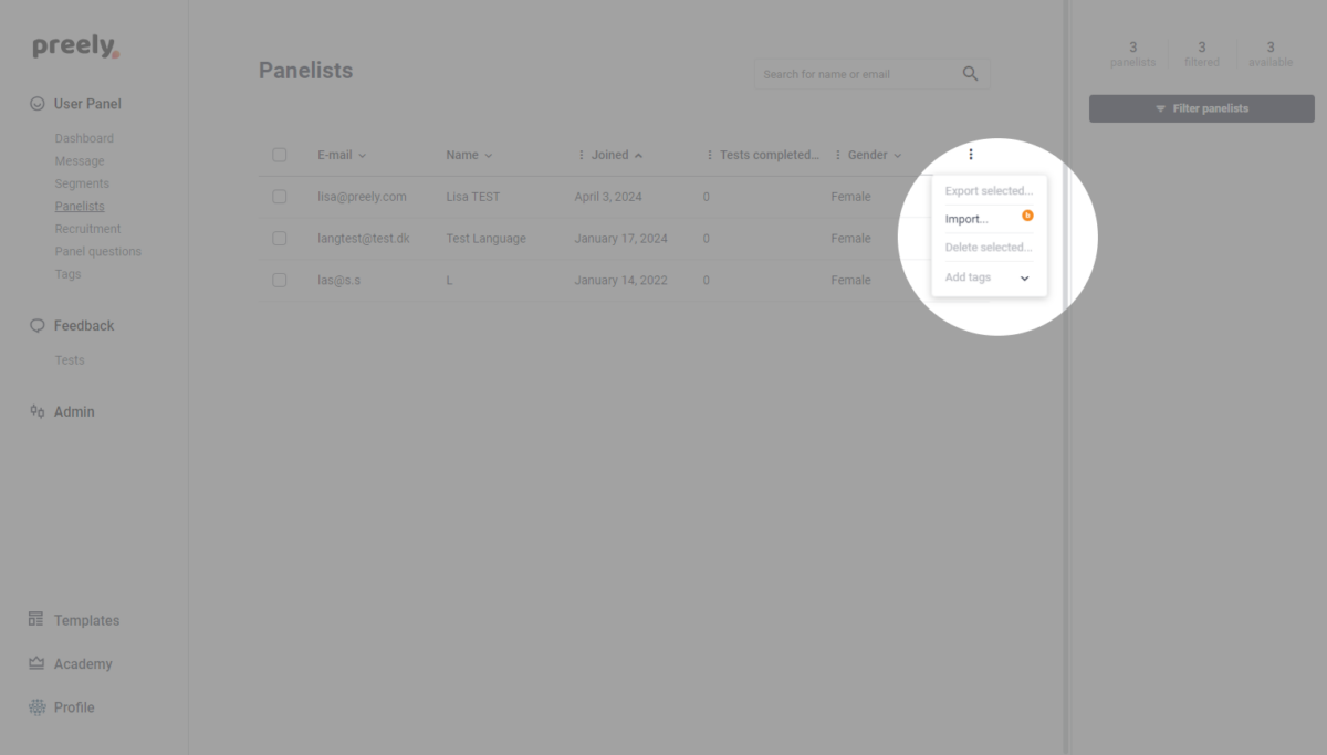Participants management